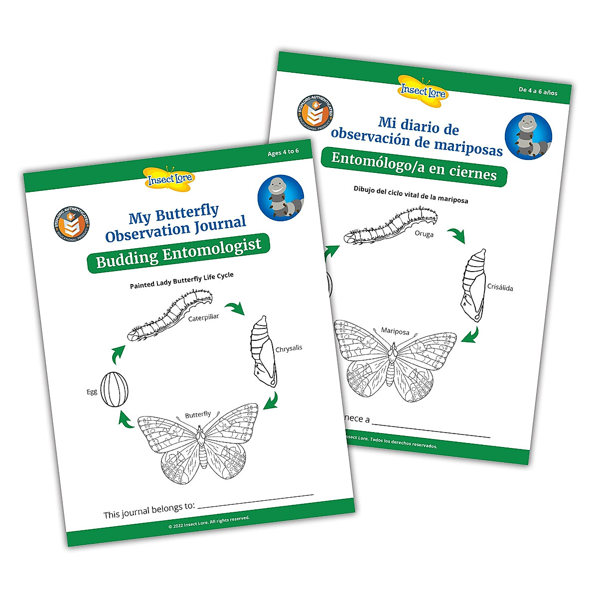 Butterfly Garden with Two Live Cups of Caterpillars - Includes Both English and Spanish Butterfly STEM Activity Journals