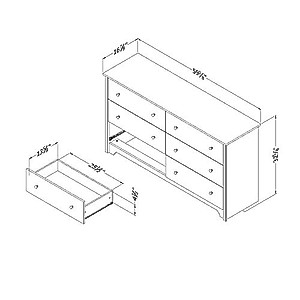 South Shore Vito Collection 6-Drawer Double Dresser, Black with Matte Nickel Handles, Pure Black