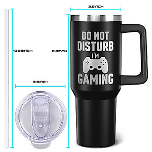 puhnhsv 40 oz Gaming Tumbler With Handle and Straw, 30oz Insulated Stainless Gaming Tumbler Coffee Travel Mugs Cup Water Bottle Game Lovers Gifts for Men Boys
