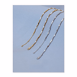 18K Gold Chain Pearl Necklace for Women,Real Gold Freshwater Cultured Pearl Choker Necklace,Jewelry Gifts for Her, Wife, Mom, Girlfriend (Yellow Gold, 18K Gold)