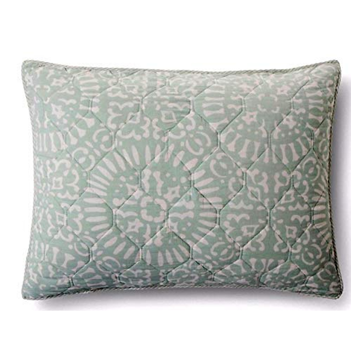 Threshold Tile Medallion Standard Quilt Sham 26x20" light green/white
