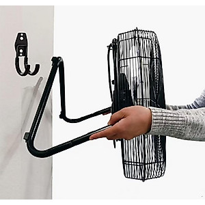 zoele Wall Mounting High Velocity Floor Fan Bracket, Wall Mount Industrial Grade Floor Fan Hook Hanger, Wall Fan Support Hook kit (Black-0)