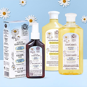 Camomila Intea Kids 3-In-1 Hair Lightener Kit - Blonder Lightening Set with Chamomile Extract - Lotion, Shampoo and Conditioner