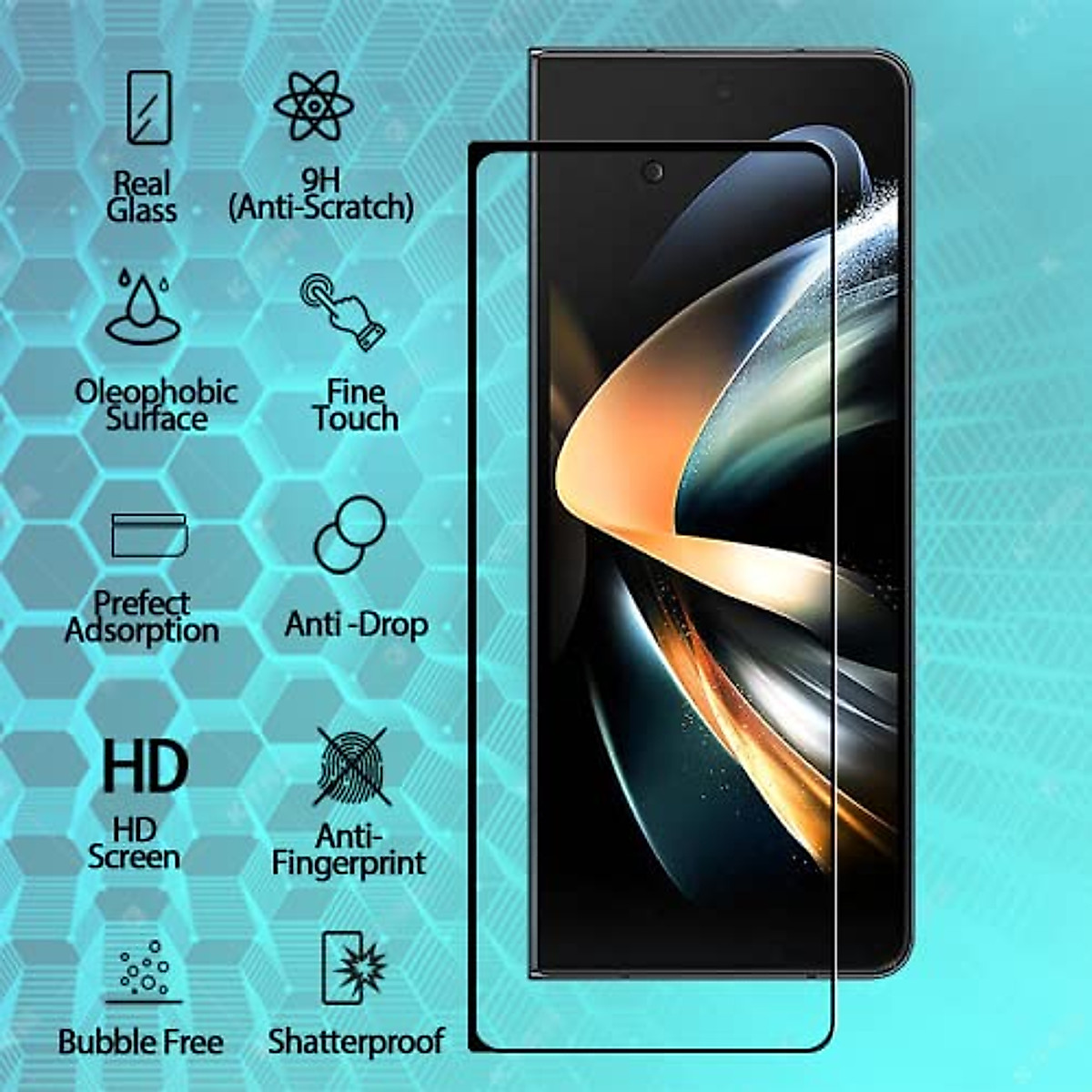 YISPIRIN Screen Protector for Samsung Galaxy Z Fold 3 5G and Camera Cover, [2+2 Pcs] 9H Hardness Anti-Scratch Case Friendly Tempered Glass Protective Film for Samsung Galaxy Z Fold 3 5G