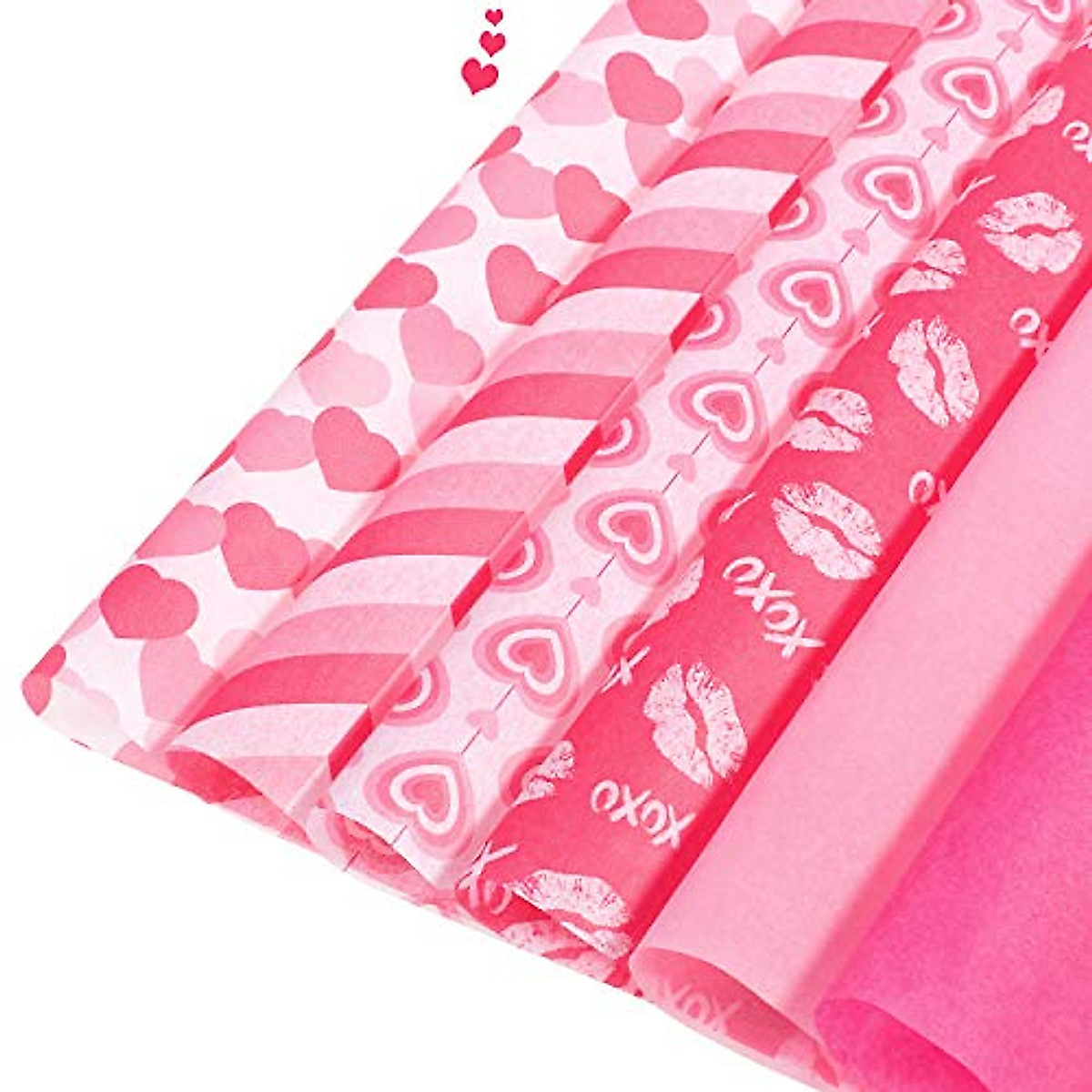 Whaline 120 Sheets Valentines Tissue Paper, Assorted Love Heart Design Gift Wrapping Paper for Arts Crafts, Gifts, DIY, Birthdays, Weddings, Showers