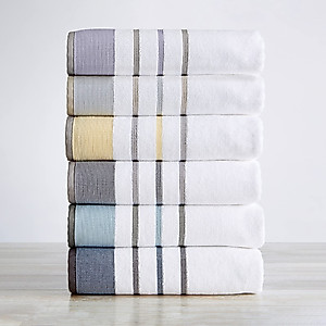 Great Bay Home, Towel, Cotton (16 x 30 inches) Oversized Decorative Luxury Hand Towels. Noelle Collection, Set of 4, Glacier Grey/Cappuccino