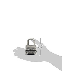 Master Lock 1174D Padlock, 1.5" x 2.2" x 3", Stainless Steel