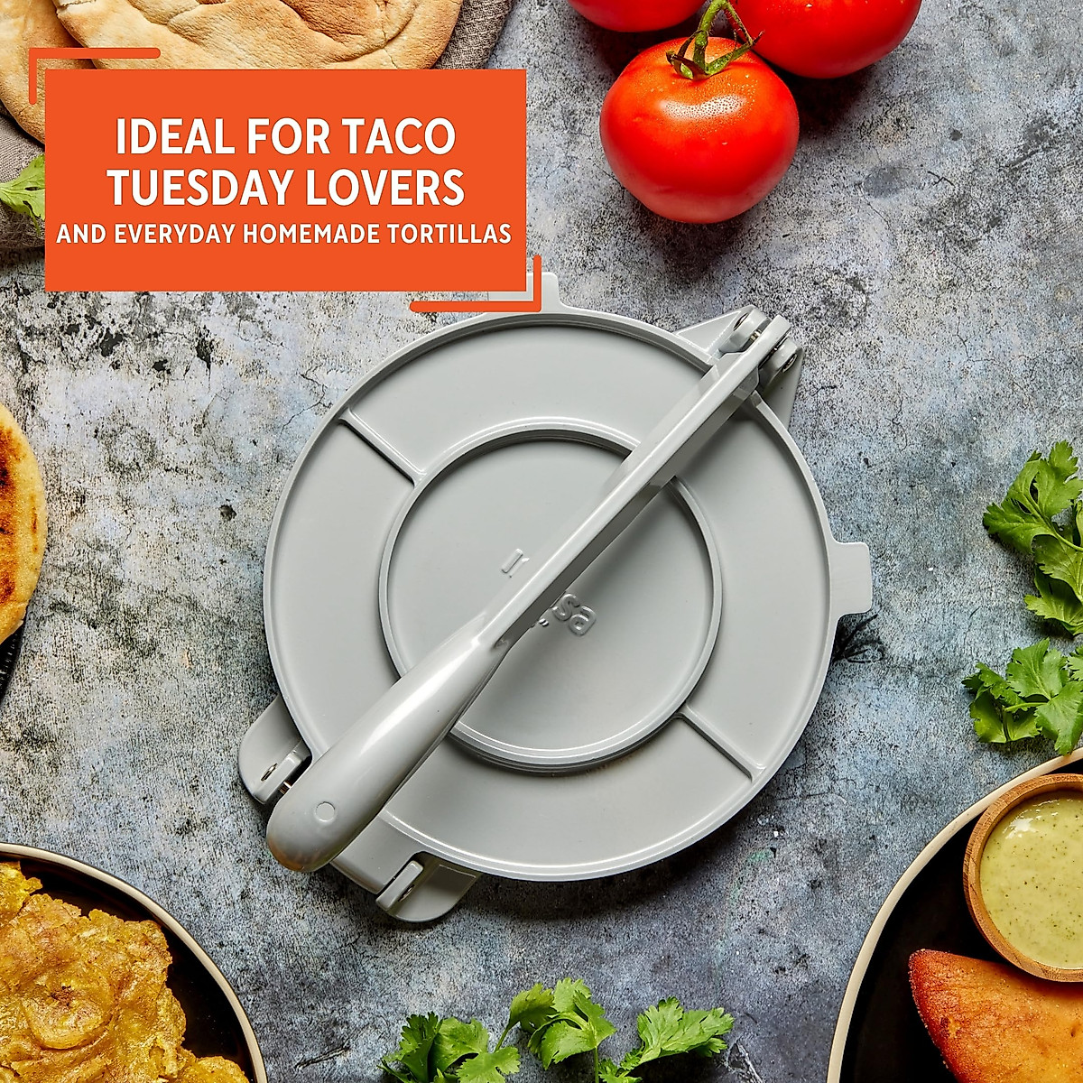 IMUSA USA 8-in. Aluminum Tortilla Press, 8 Inch, Silver