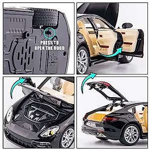 BDTCTK 1/24 Palamera Model Car Toy, Zinc Alloy Pull Back Toy car with Sound and Light for Kids Boy Girl Gift (Black)