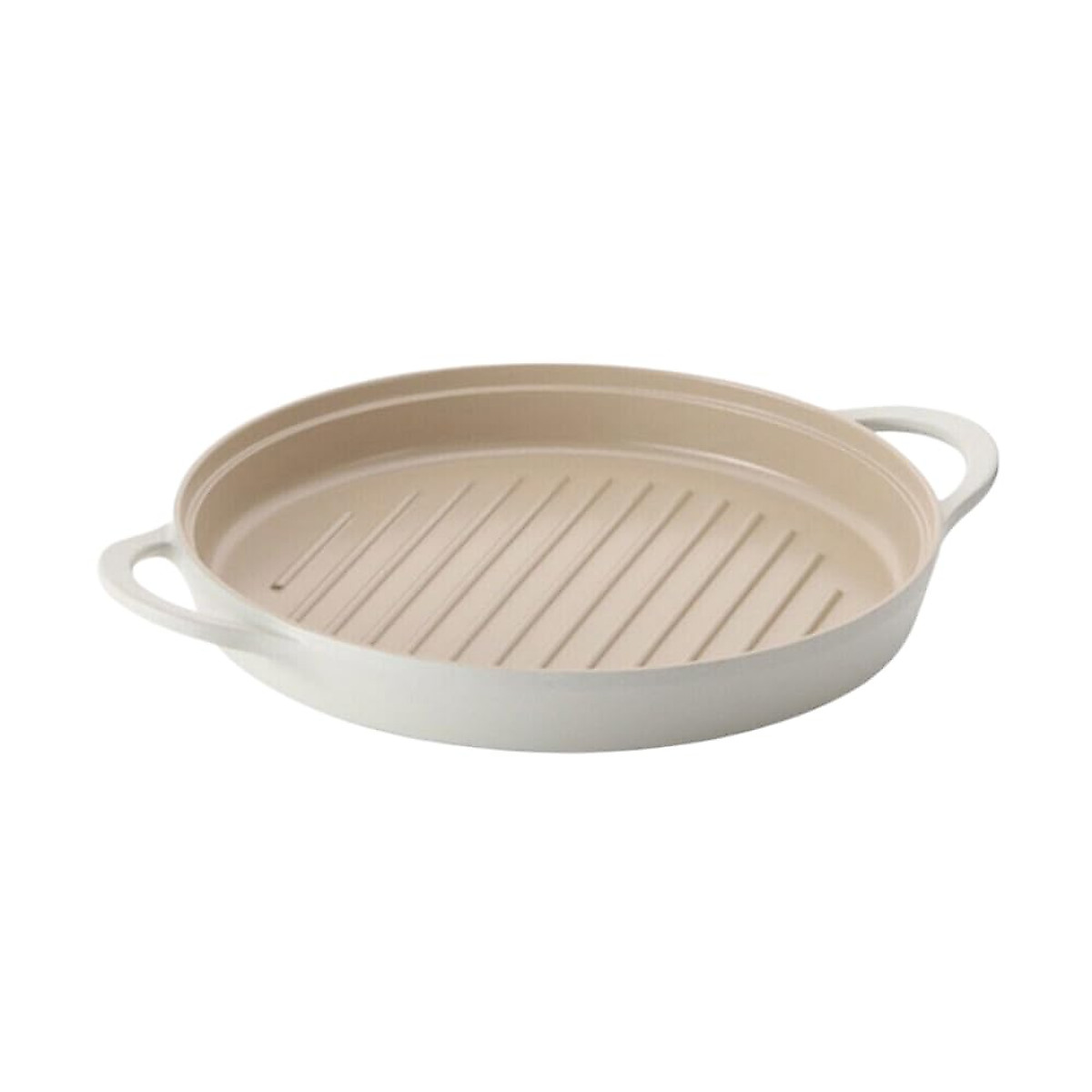 FIKA Kitchen Nonstick 10-Inch BBQ Grill Pan, Griddle with Handle, Healthy Cooking Frying Barbeque Skillet, Induction Compatible Cookware, Oven Safe, Made in Korea (10" Round)