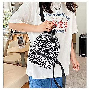 ZEHO Mini Backpack for Teens Small Cute Backpack for Women Girls Lightweight Fashion Small Canvas Daypack, Zebra Print
