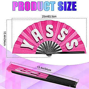 3 Pcs Large Bamboo Hand Fan Rave Fan Folding Fan Foldable Clack Fan Yasss Shade Daddy Fan Handheld Chinese Fan for Women Men Festivals Parades Christmas Party Performance Dance, 26 Inch (Novelty)