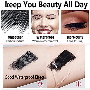 Super Long Black Mascara,LongLasting Waterproof SweatProof Quick-Drying 4D Silk Fiber Lash Mascara,Natural Lengthening Instant Volumizing Tubing Mascara Liquid Lash Extensions Mascara for Women Makeup