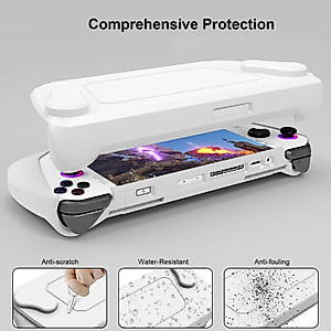 JDDWIN Full Case for ASUS Rog Ally 2023, Protective Case Skin with Detachable Front Shell Cover and Kickstand for Rog Ally,Shockproof/Non-Slip/Anti-Collision (White)