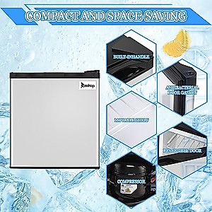 Mini Freezer Upright 1.1CU.FT Small Freezer Upright -8°F ~7°F Temperature Mini Deep Freezer Stainless Steel Upright Freezer Reversible Single Door Vertical Freezer for Home RVs Dorms Apartment Office