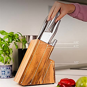 Coninx Acacia Wood Kitchen Knife Block - Professional Quality Wood Knife Organizer - Convenient & Secure Knife Stand To Save Space & Keep Knives Neat & Sharp - Knife Blocks for Kitchen Knife Storage