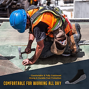 6 Pairs Cotton Extra Heavy Athletic Socks Wicking Work Cushion Ankle Sport Running Short Socks for Men & Women (Black Ankle 6 Pairs, Middle)