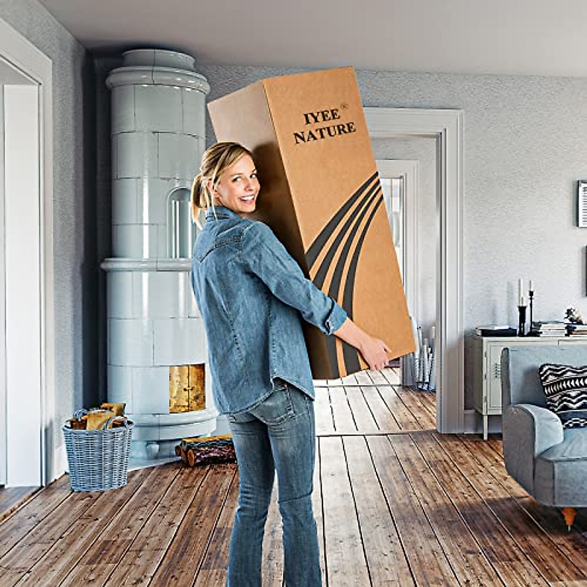 IYEE NATURE Queen Size Mattress, 12 Inch Cooling-Gel Memory Foam Mattress Bed in a Box, Supportive & Pressure Relief with Breathable Soft Fabric Cover, Medium Firm Feel,Black