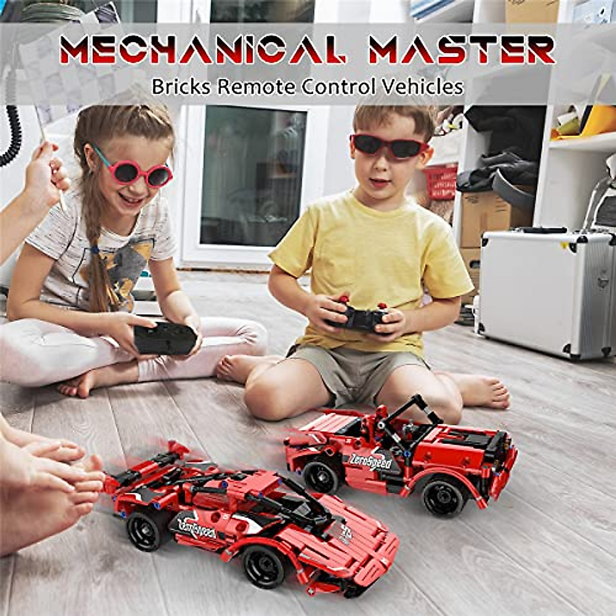 STEM Toy Building Toys Gifts for Age 5, 6, 7, 8, 9, 10, 11, 12 Years Old Kids Boys Girls, 2 in 1 Remote Control Racing Car Building Blocks, 351 Pcs DIY Building Kits, Engineering Construction Toy