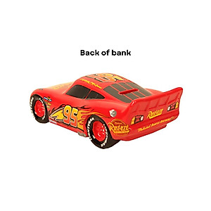 Pixar Cars Lightning McQueen Piggy Bank – Kids Ceramic Coin Bank with Rubber Stopper