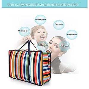 AI-LAFU 1pc Storage Clothes Bag, Large Capacity Supper Strong Orange Stripes Storage Bag, Waterproof Sturdy Oxford AILAFUXLD-O 0