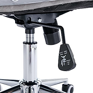 Haplized Velvet Home Office Chair with Wheels, Cute Desk Chair with Side Arms and Wheels 360°, Height Adjustable Armchair for Living Room, Bedroom, Vanity Room, Bling Desk Nail Desk for Women (Grey)