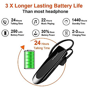 Link Dream Bluetooth Earpiece for Cell Phones Wireless V5.0 Hands Free Headset Noise Canceling Mic 24Hrs Talking 1440Hrs Standby Compatible with Mobile Phone Tablet Laptop for Work from Home Driver