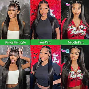 ONETIDE 13x4 Lace Front Wigs Human Hair 24 Inch Straight Lace Frontal Wigs Brazilian Virgin Hair for Women Pre Plucked with Baby Hair 180% Density Natural Color 24 Inch