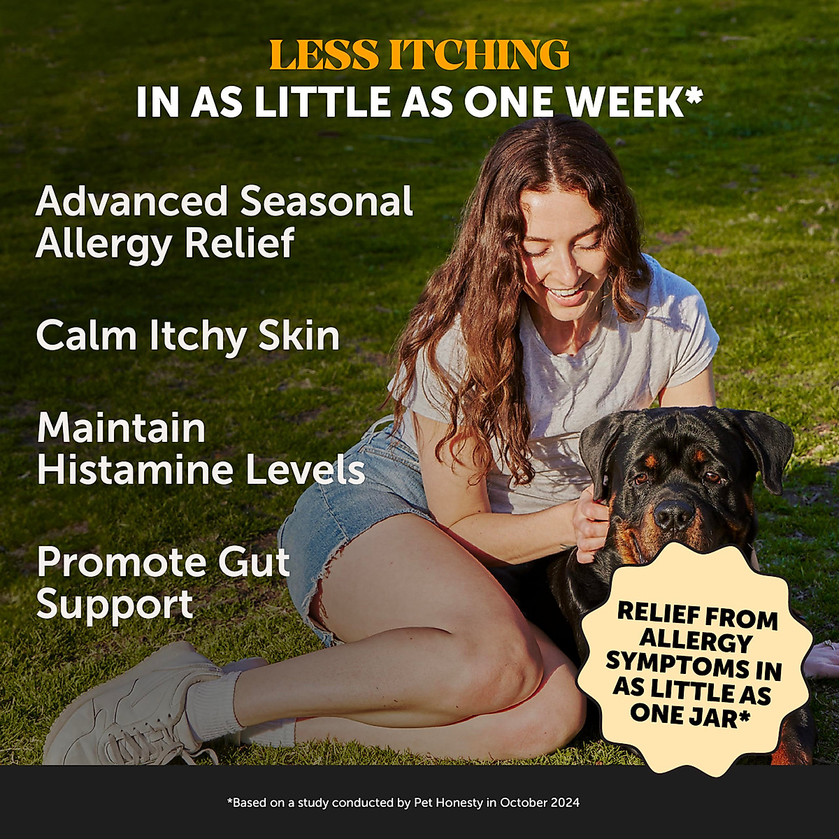 Pet Honesty Dog Allergy Itch Relief - Maximum Strength Itch Supplement with Probiotics for Dogs - Immune Support & Skin Relief for Seasonal Allergies - Natural Itchy Skin Paw Relief - (Chicken, 90 Ct)