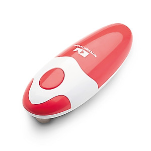 Kitchen Mama Electric Can Opener: Open Your Cans with A Simple Push of Button - Smooth Edge, Food-Safe and Battery Operated Handheld Can Opener(Red)