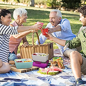 Caperci Large Salad Container for Lunch - Better Adult Bento Lunch Box 68 oz, 5-Compartment Tray, 2pcs 3-oz Sauce Cups, Stackable, BPA-Free (Gray)