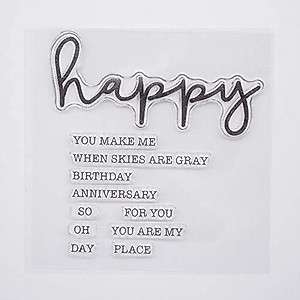 Welcome to Joyful 4pcs/Set Hello Happy Hugs Friend Sentiment Background Clear Stamp for Card Making Decoration and Scrapbooking 11x16cm