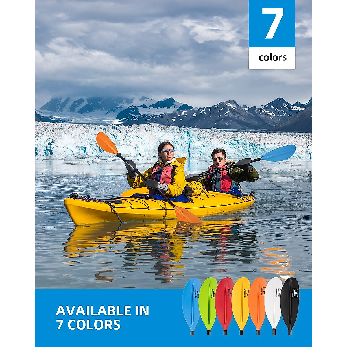 OCEANBROAD Kayak Paddle 90.5in/230cm Alloy Shaft Kayaking Boating Canoeing Oar with Paddle Leash 1 Paddle