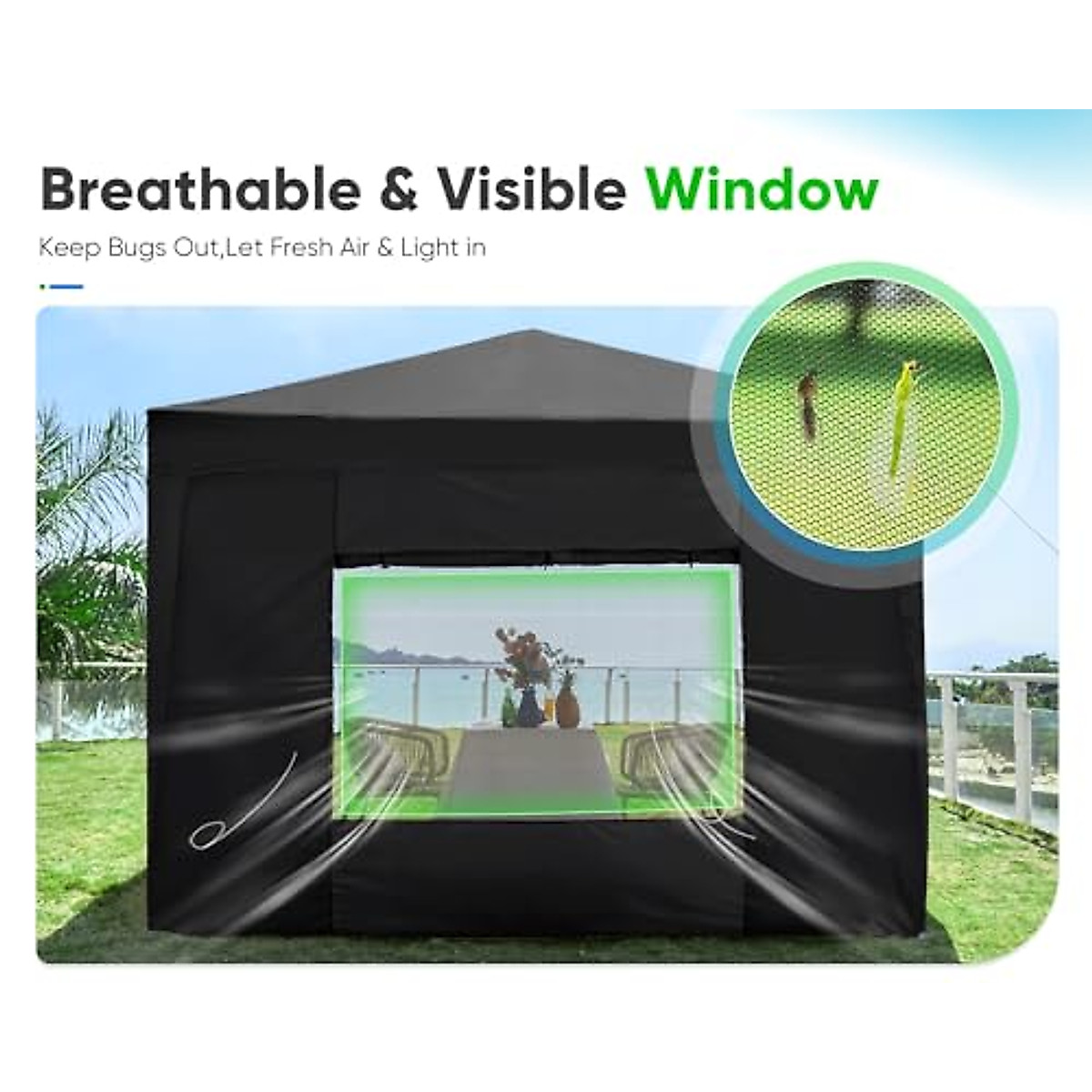Quictent Privacy 8x8 Pop up Canopy Tent with Sidewalls and Roll-up Ventilated Windows, One Person Setup, Ez Outdoor Commercial Gazebo Shelter Enclosed Waterproof, Bonus 4 Sandbags (Black)