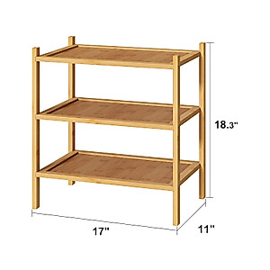 kiplant Small Shoe Rack, Bamboo Wood Shoe Rack for Entryway, Stackable | Foldable | Natural, 3-Tier Shoe Organizer for Hallway Closet, Free Standing Shoe Racks for Indoor & Outdoor