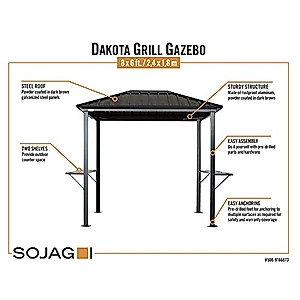 Sojag 6' x 8' Dakota BBQ Grill Gazebo Outdoor Weather-Resistant Aluminum Frame Shelter