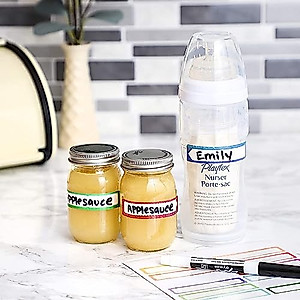 Juvale 208-Pack Waterproof Name Date Labels for Daycare, Baby Bottles, Assorted Colors, 2.5 x .5 inches