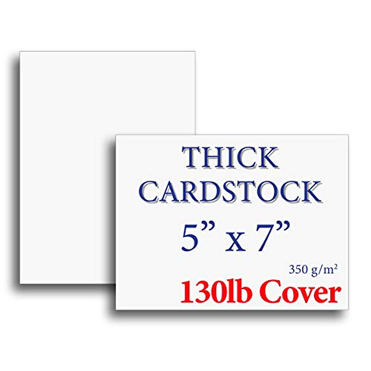 Extra Heavy Duty 130lb Cover Cardstock - 5" x 7" Bright White - 350gsm 17pt Thick Paper - Index, Flash & Post Card Stock - 40 Pack