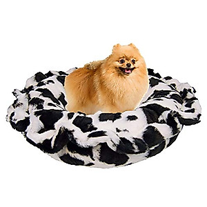 Bessie and Barnie Ultra Plush Spotted Pony/ Snow White Deluxe Luxury Shag Dog/Pet Lily Pod Bed Machine Washable