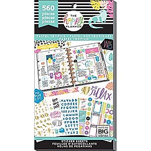 me & my BIG ideas Sticker Value Pack - The Happy Planner Scrapbooking Supplies - 30 Sheets of Stickers - Pastel Tropics Theme - Multi-Color Stickers - Great for Projects & Albums - 560 Stickers Total