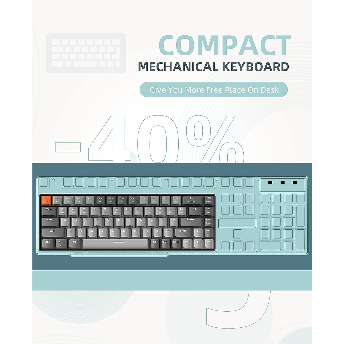 ZIYOU LANG RK68 60% Wireless Mechanical Keyboard,Bluetooth 5.0/2.4Ghz Dual Mode Receiver,Hot-Swappable Mini 68-Key,Retro Color Keycaps,Linear Red Switch,Ultra Power Saving for PC PS4 Xbox iPhone ipad