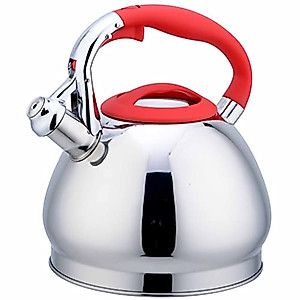 Tea Kettle For Stove Top Teapot For Stovetop Stainless Steel Whistling Kettle 3L Hot Water Boiler Kettle Kitchen Stovetop Hot Kettle Tea Kettle Teapot Tea Pot Stovetop (Color : Red, Size : 3L)
