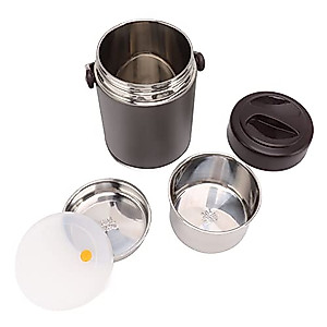 Zerodis Insulated Food Container, 304 Stainless Steel Insulation Vacuum Food Jar High Density Design Vacuum Food Jar 2l Dark Gray Durable Insulated Food Container