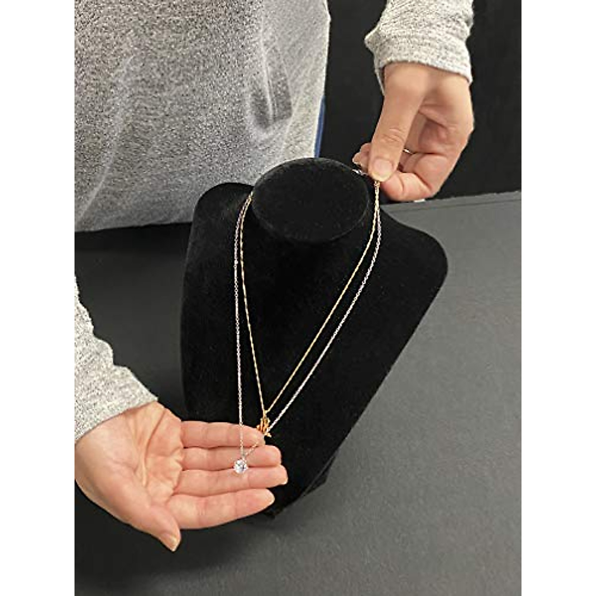 Tytroy Elegant 9" 3D Black Velvet Necklace Jewelry Display Model Bust Stand for Home (Dresser/Shelves) & Business (Showroom/Fair) Storage Decoration & Presentation 1PC