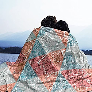 Christmas Blanket 40x60 Inches Warm Cozy Blanket Soft Flannel Blanket Throws Compatible with Marble Geometric Triangle Red for Living Room Sofa Beding Couch Travel Camping All Seasons