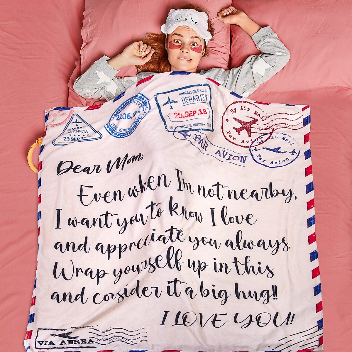 Birthday Gifts for Mom - Mothers Gifts from Daughter Son Husband, 11Pcs Relaxing Spa Gift Basket Set, Care Package Get Well Soon GiftsBasket, Letter Blanket Tumbler Unique Gift Ideas