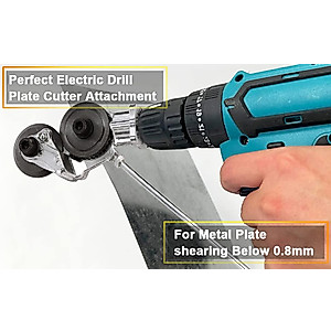 Vafany Electric Drill Plate Cutter,Versatile Metal Shears Drill Attachment Sheet Metal Nibbler Car Maintenance Accurate Double Headed Safe 360 Cutting Head Durable Electric Drill Shear