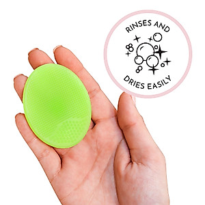 S&T INC. Face Scrubber for Skin Care, Silicone Face Exfoliator, 4 Pack, Lime/Pink