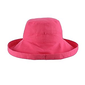 Scala Women's Cotton Hat with Inner Drawstring and Upf 50+ Rating,Coral Rose,One Size