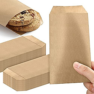 500 Pack Kraft Paper Bags Treat Bags Mini Paper Bags Small Flat Favor Bag Silverware Bags Party Favor Bag Envelopes Merchandise Bags for Snack Cookie Popcorn Candy Sandwich Gift (3 x 5 Inch, Brown)